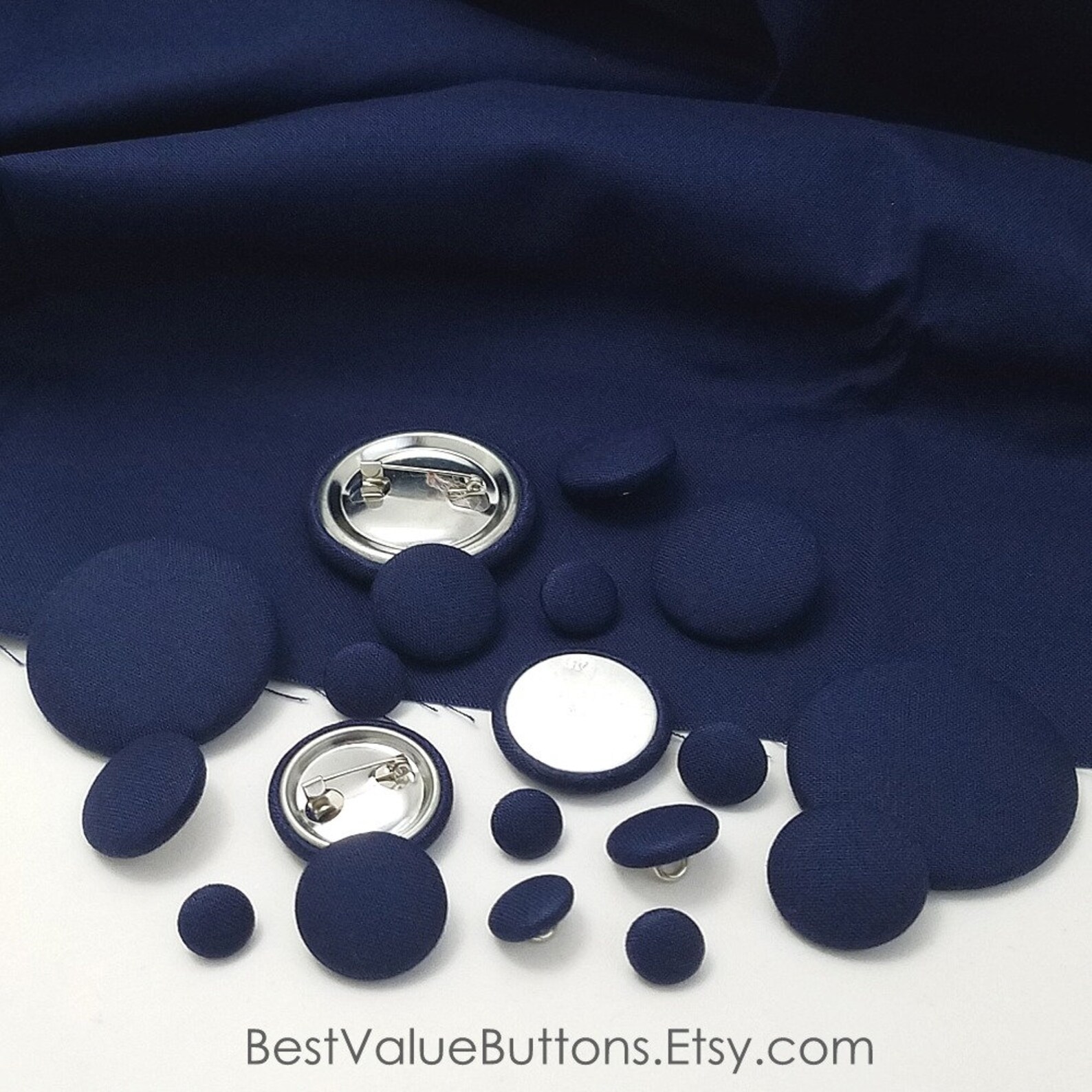 Cotton Buttons Navy Blue Cotton Fabric Buttons Shank Back - Etsy