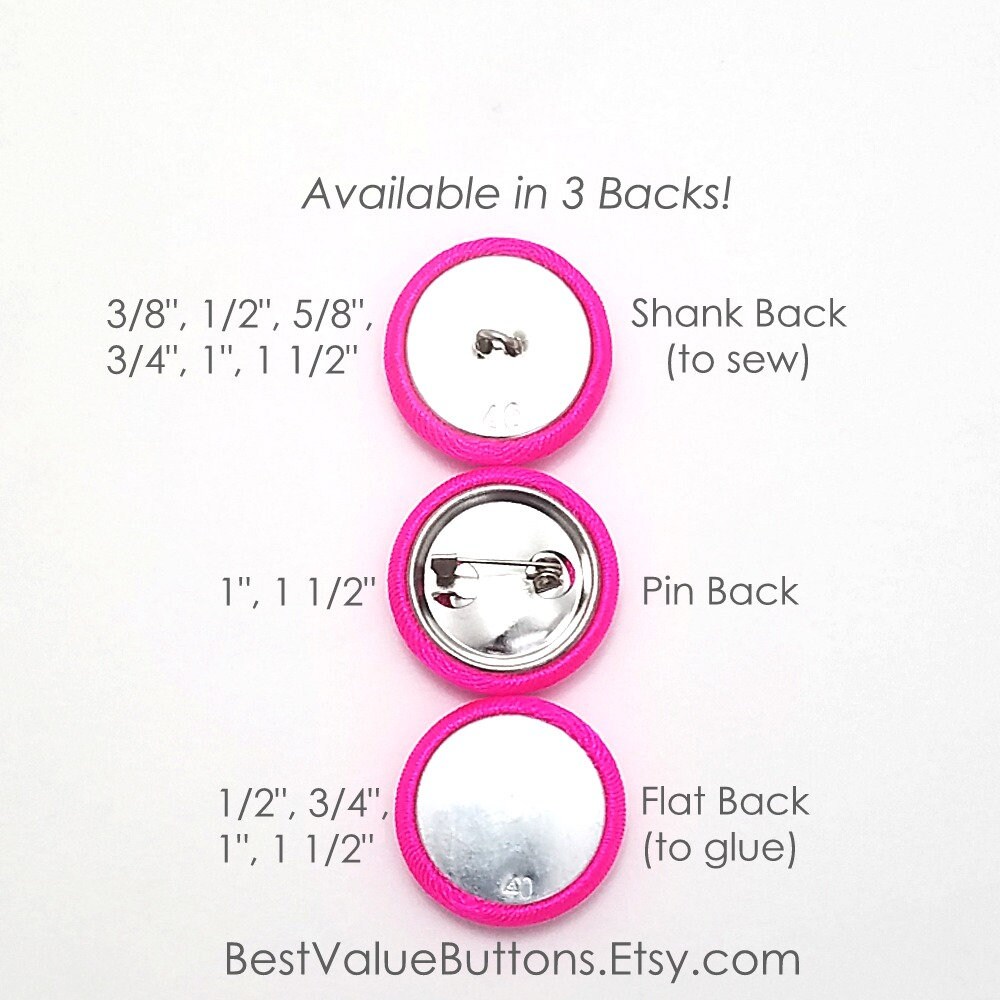 Fabric Buttons Shiny Hot Pink Buttons Shank Pinback | Etsy
