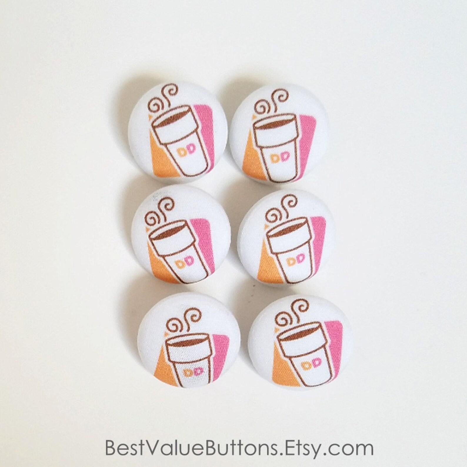 Fabric Buttons Dunkin Donuts Inspired Buttons Shank to Sew | Etsy