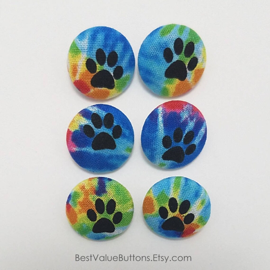Fabric Buttons Tie Dye Animal Paw Dog Paw Cat Paw Buttons - Etsy
