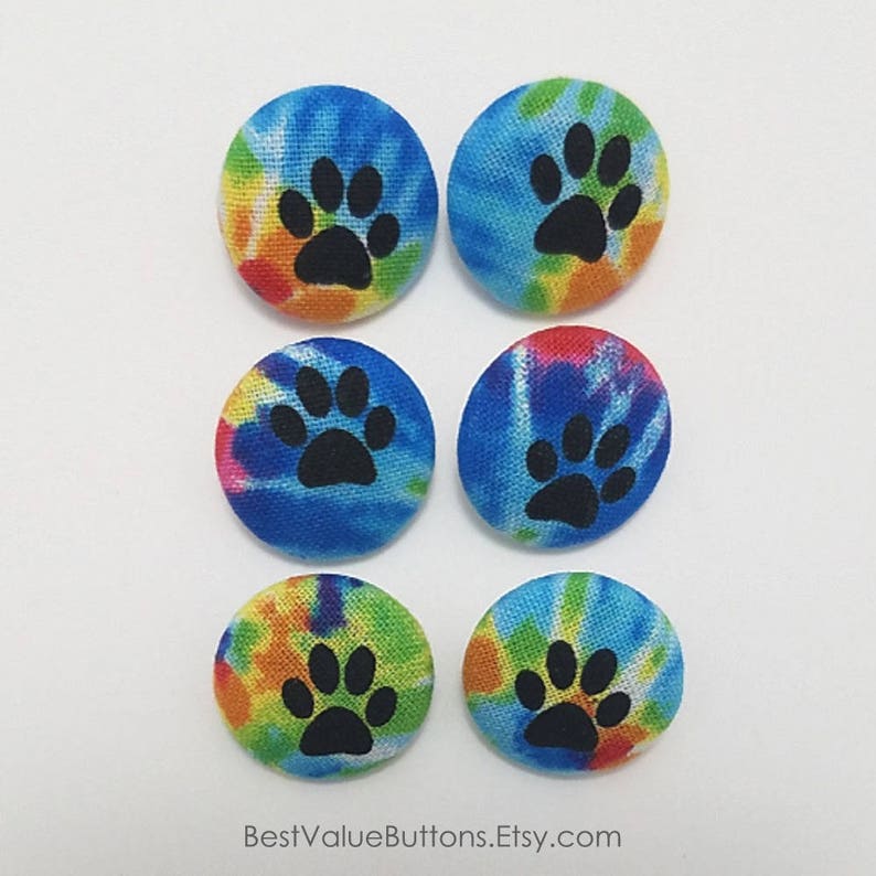 Fabric Buttons Tie Dye Animal Paw Dog Paw Cat Paw Buttons - Etsy