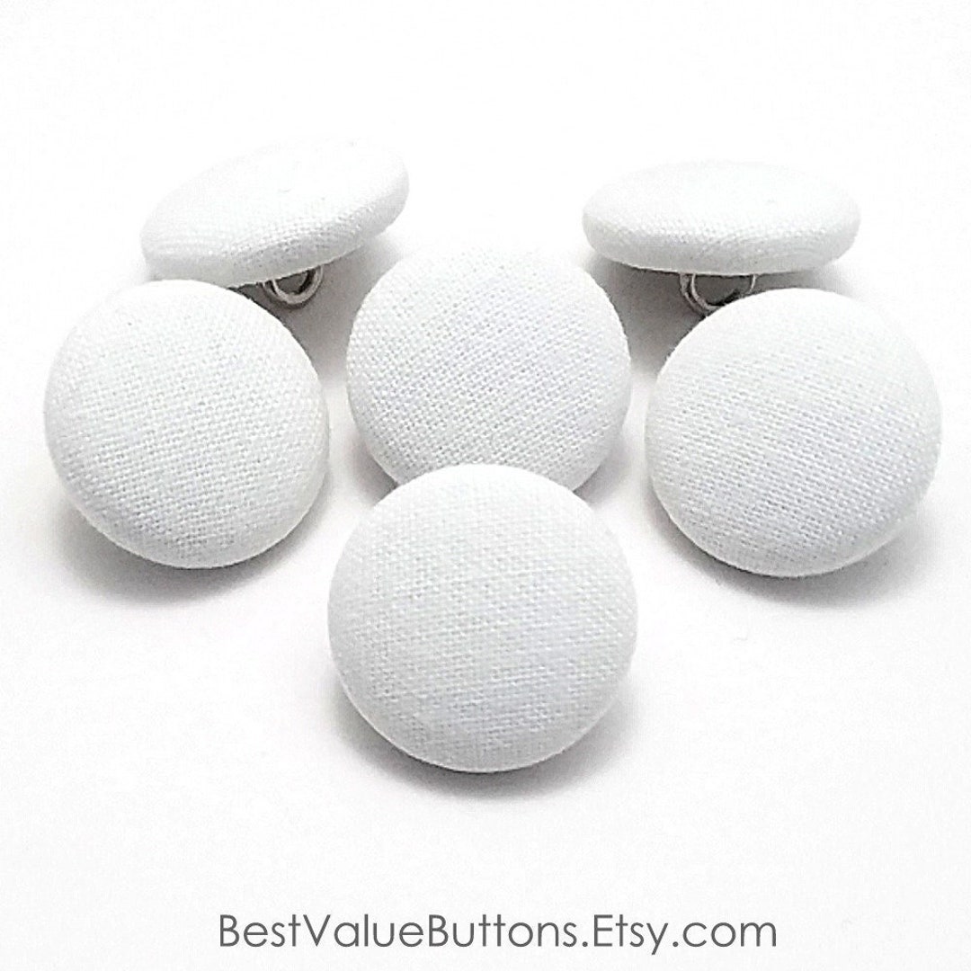 Cotton Buttons, White Cotton Fabric Buttons, Shank Back, Pin Back, Flat ...