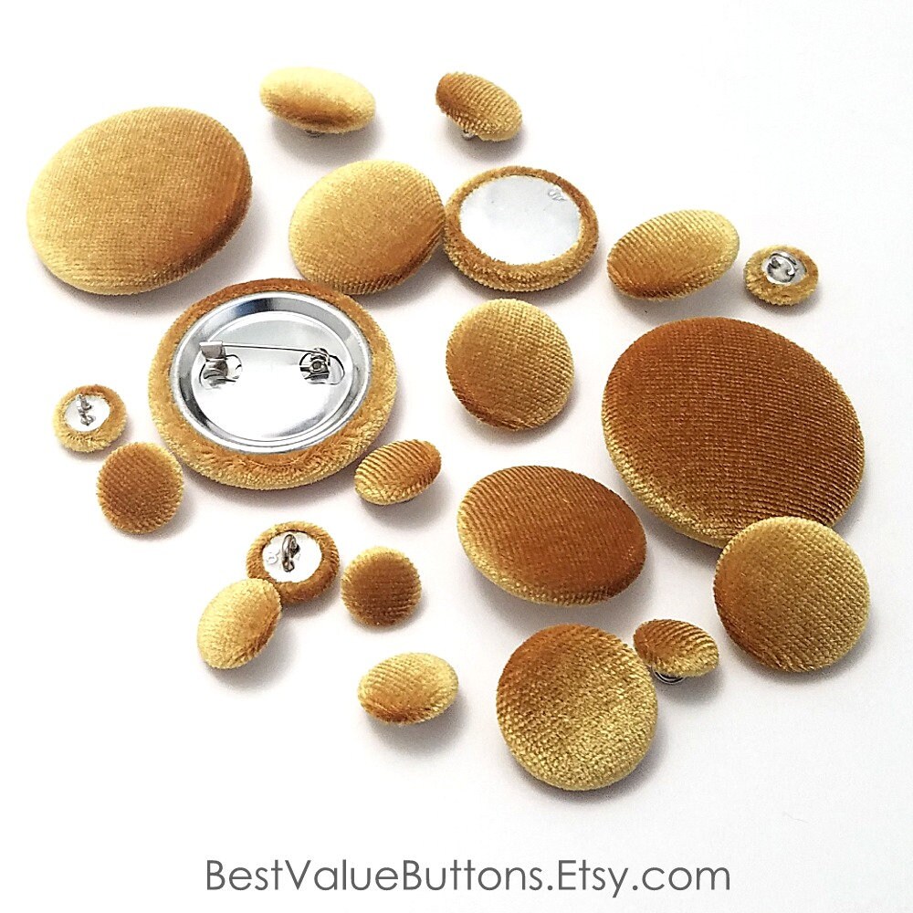 Velvet Buttons Gold Velvet Fabric Buttons Shank Pinback | Etsy