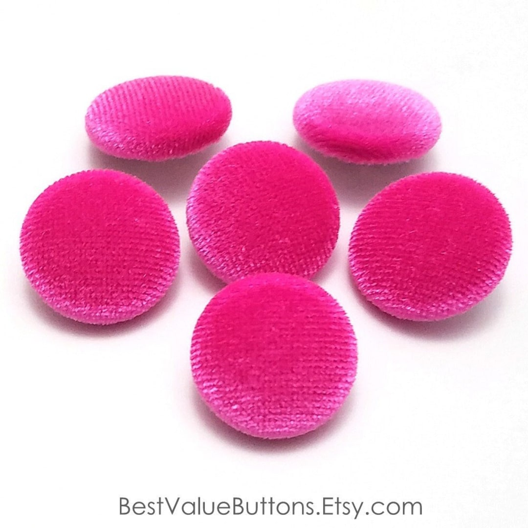 Velvet Buttons, Hot Pink Velvet Fabric Buttons, Shank, Pinback ...