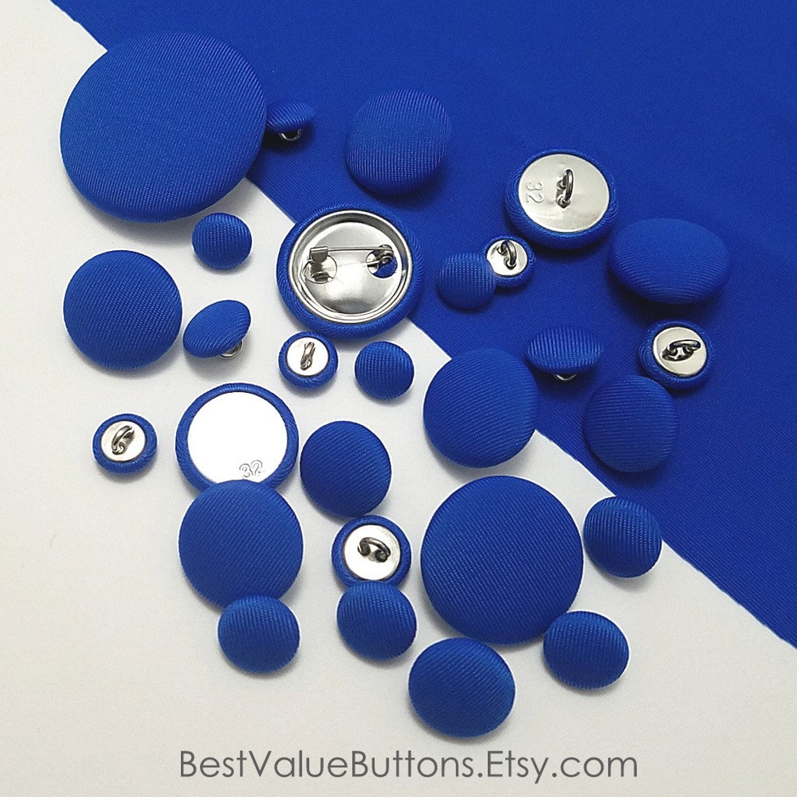Fabric Buttons Royal Blue Buttons Shank Pinback Flatback | Etsy