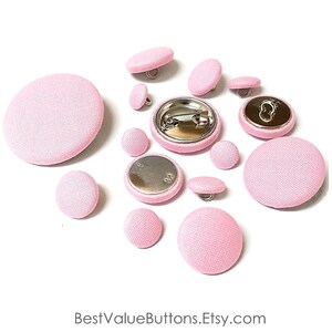 Cotton Buttons, Light Pink Cotton Fabric Buttons, Baby Pink, Shank Back ...