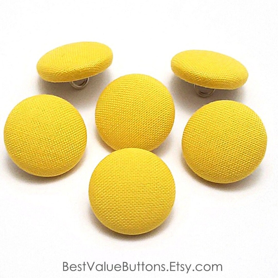 Cotton Buttons, Yellow Cotton Fabric Buttons, Shank Back, Pin Back ...