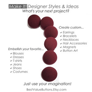 Cotton Buttons, Burgundy Merlot Cotton Fabric Buttons, Shank Back ...