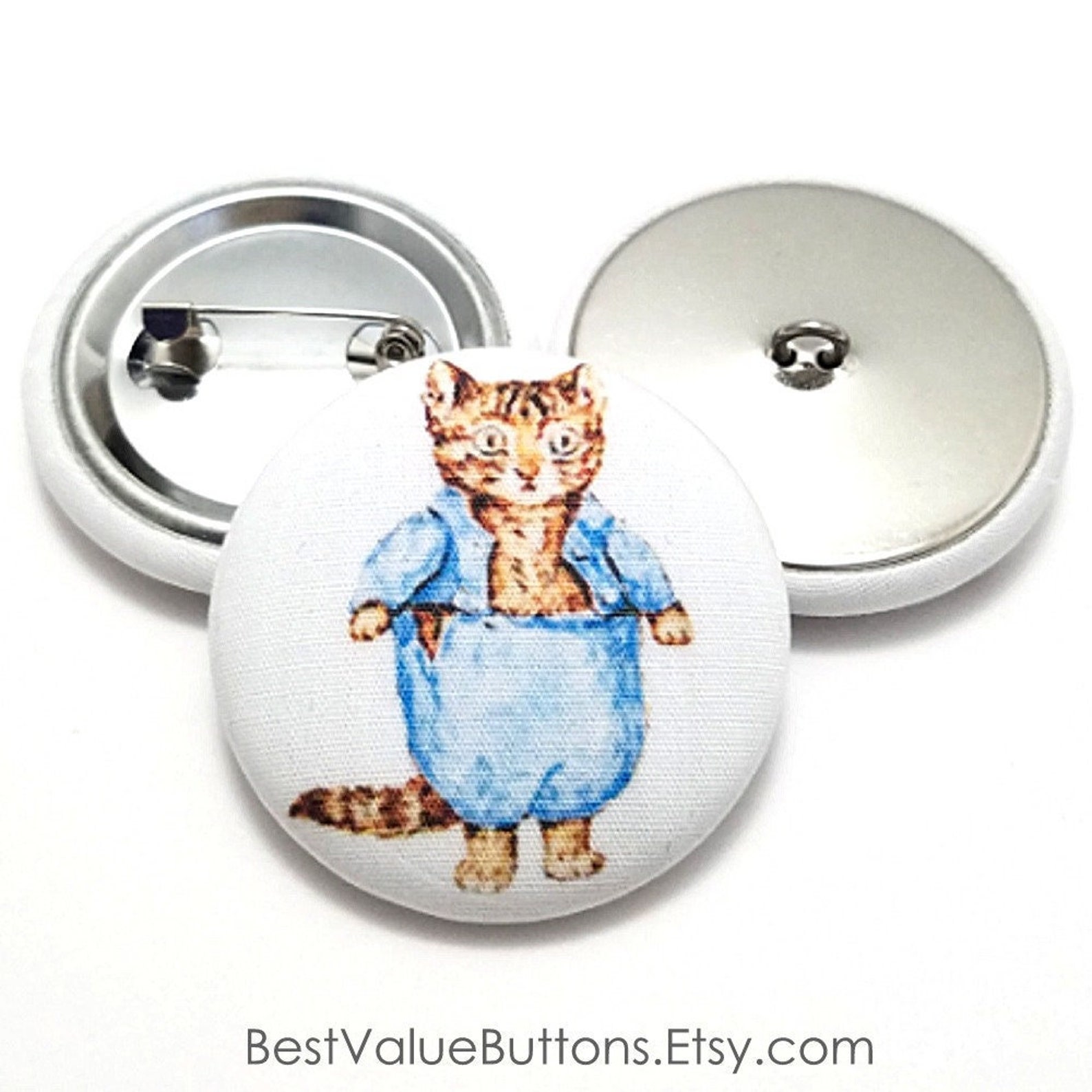 Fabric Buttons, Tom Kitten Buttons, Beatrix Potter Peter Rabbit Shank ...