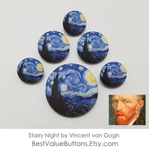 Fabric Buttons Starry Night Buttons Vincent Van Gogh - Etsy