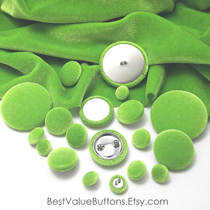 Velvet Buttons Lime Green Velvet Fabric Buttons Shank - Etsy