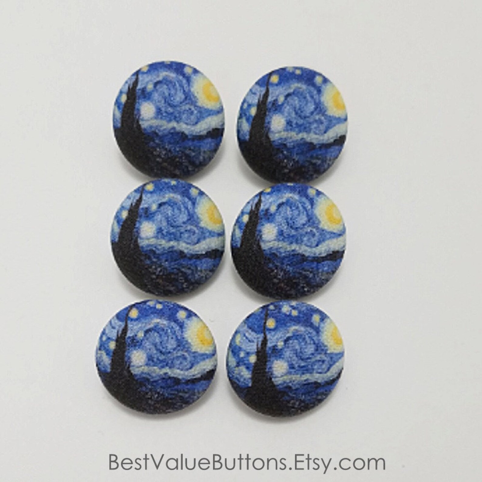 Fabric Buttons Starry Night Buttons Vincent Van Gogh - Etsy