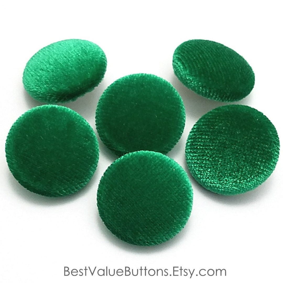 Velvet Buttons, Kelly Green Velvet Fabric Buttons, Shank, Pinback ...