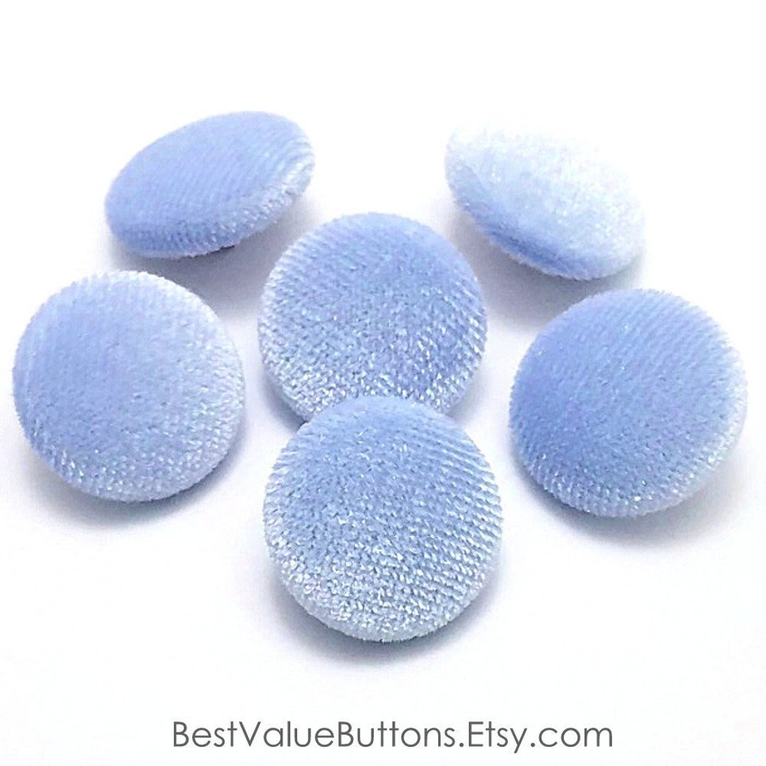 Velvet Buttons, Light Blue Velvet Fabric Buttons, Shank, Pinback ...