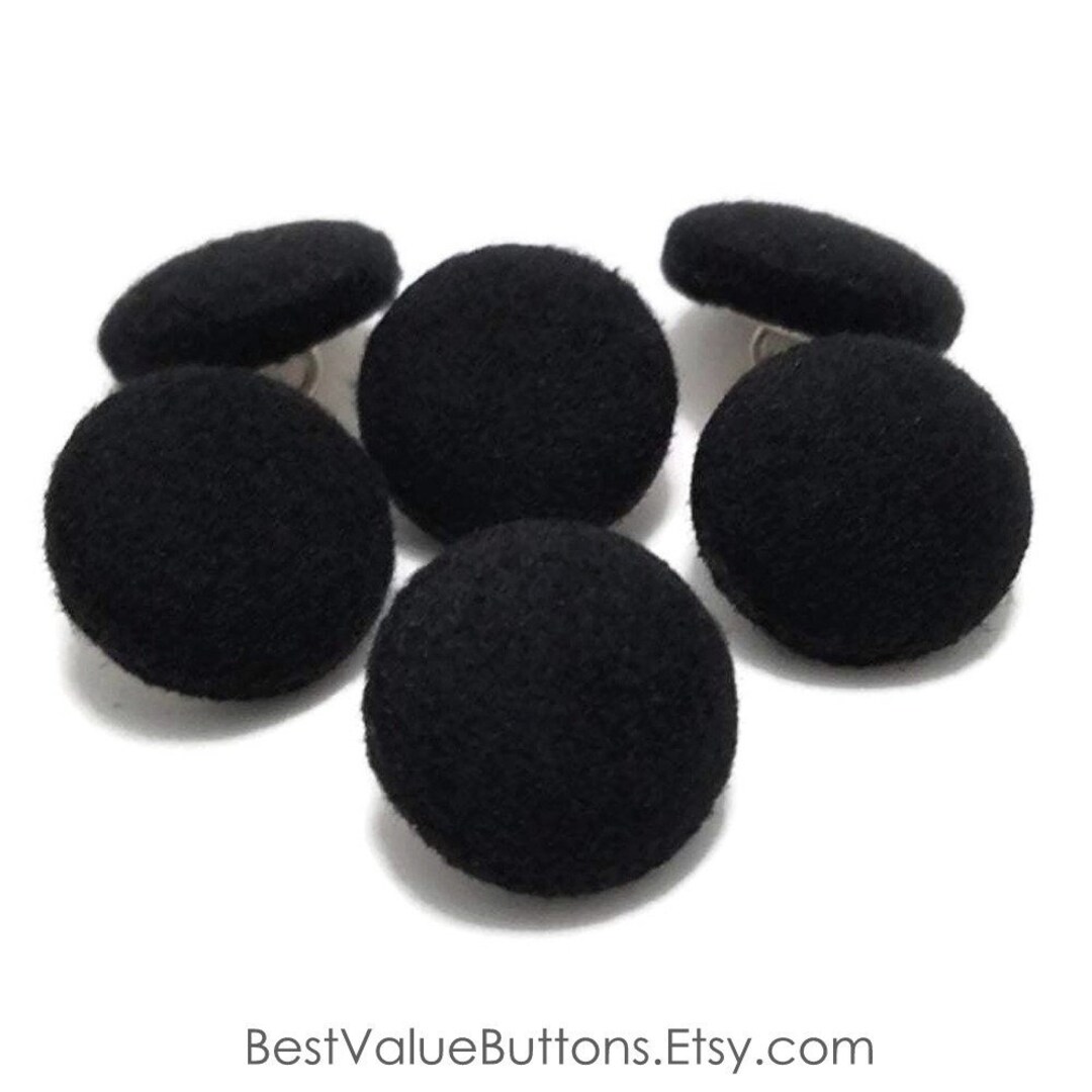 Wool Buttons, Black Fabric Buttons, Shank Buttons for Sewing, Coat ...