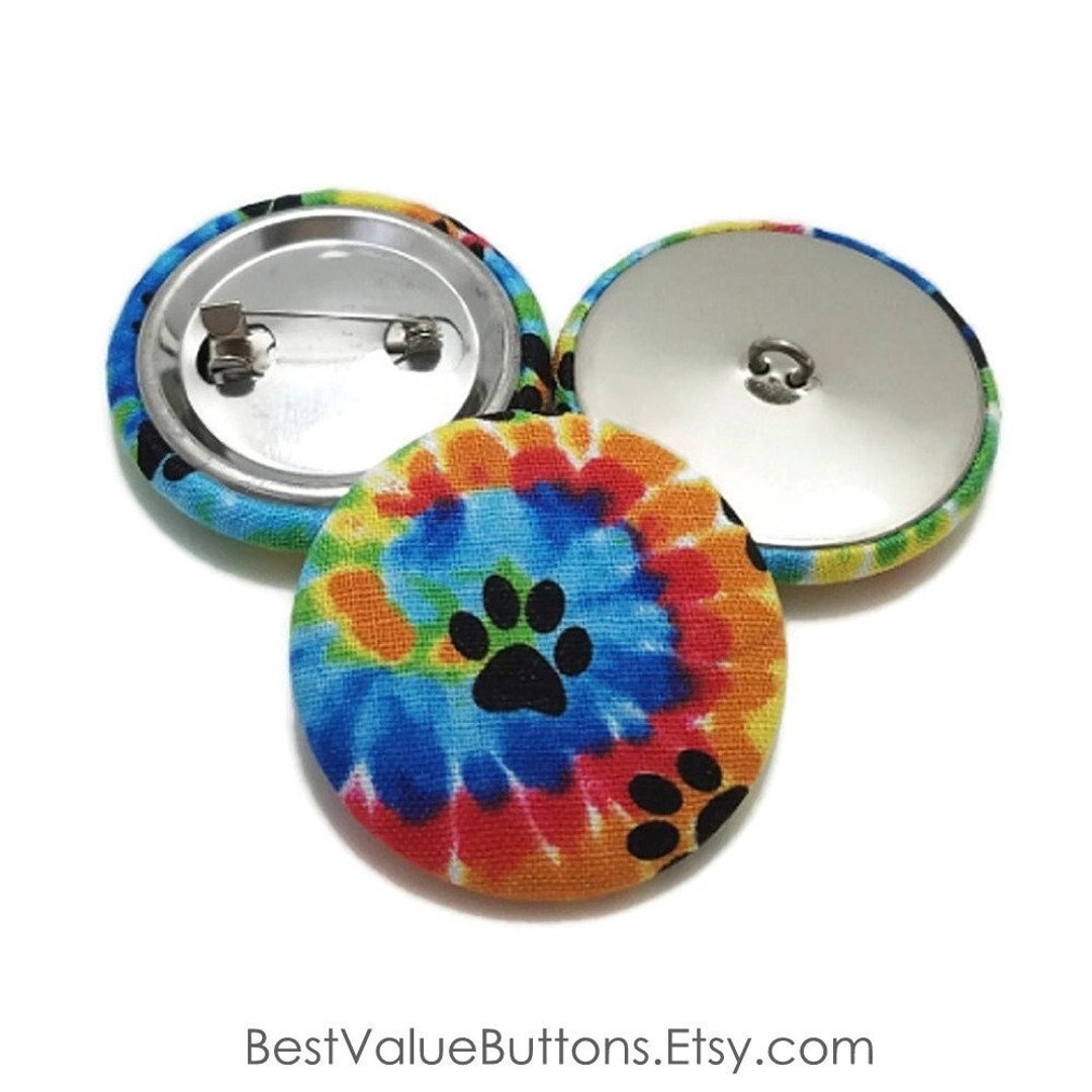 Fabric Buttons, Tie Dye Animal Paw, Dog Paw, Cat Paw, Buttons, Shank to ...