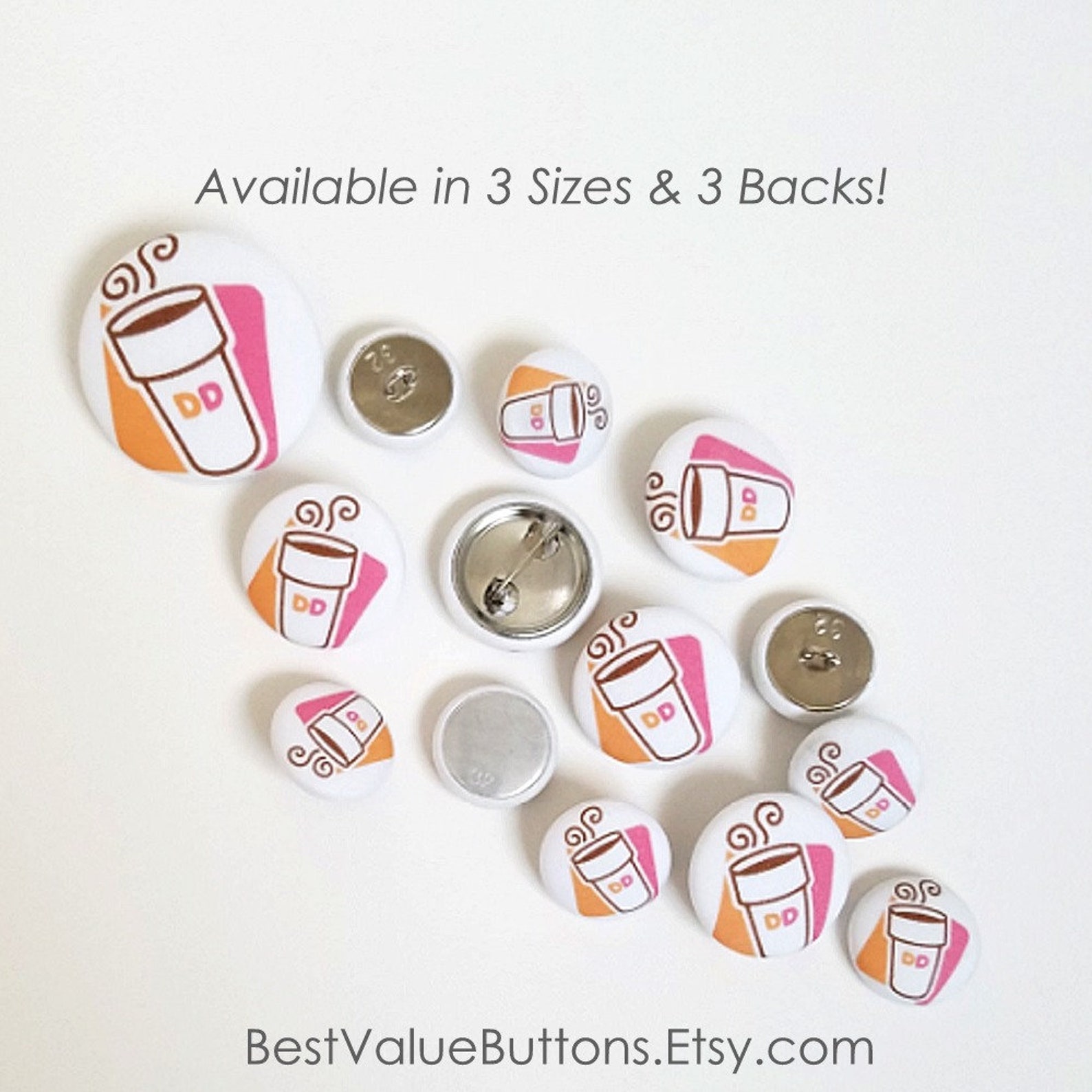 Fabric Buttons Dunkin Donuts Inspired Buttons Shank to Sew | Etsy