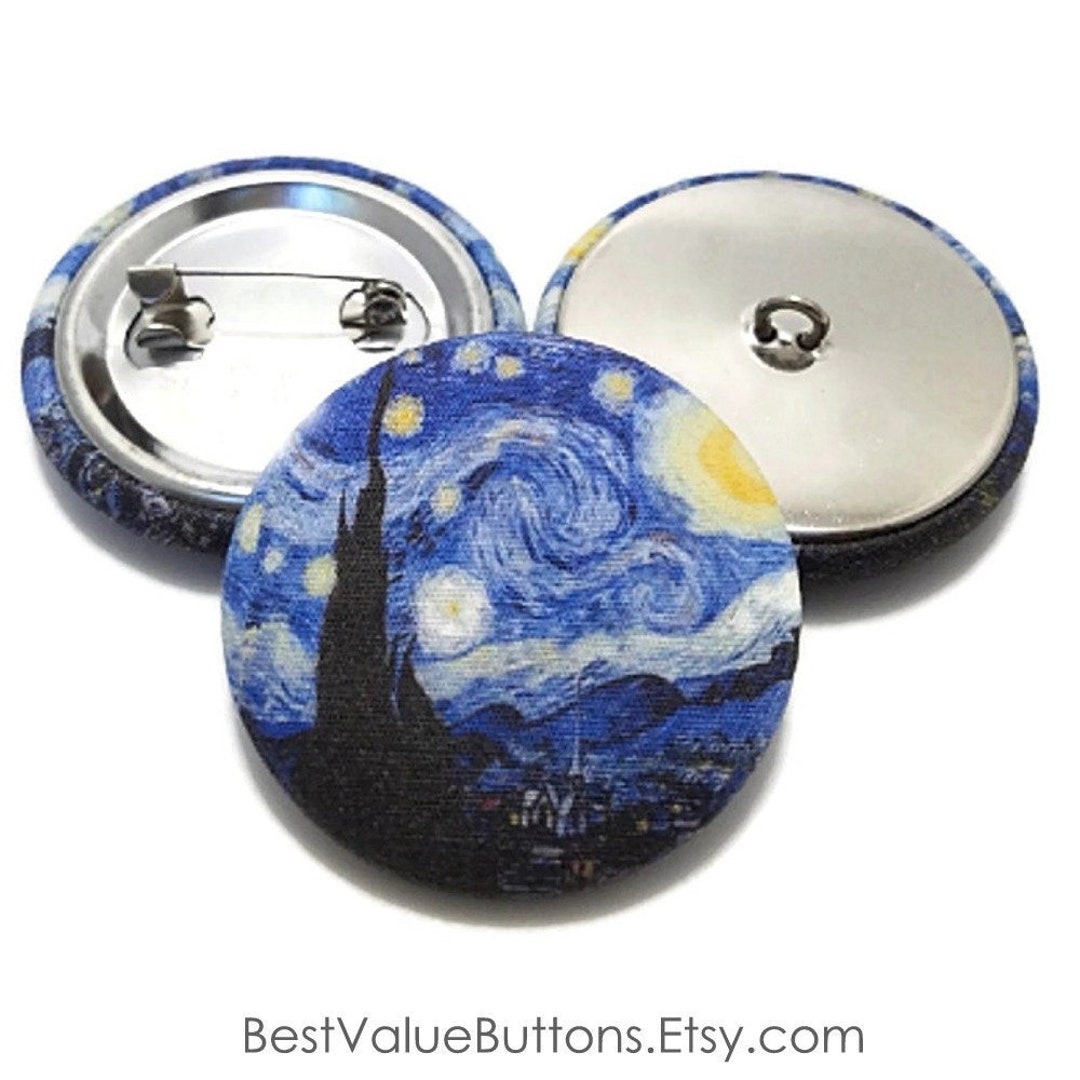 Fabric Buttons, Starry Night Buttons, Vincent Van Gogh Shankback to Sew ...