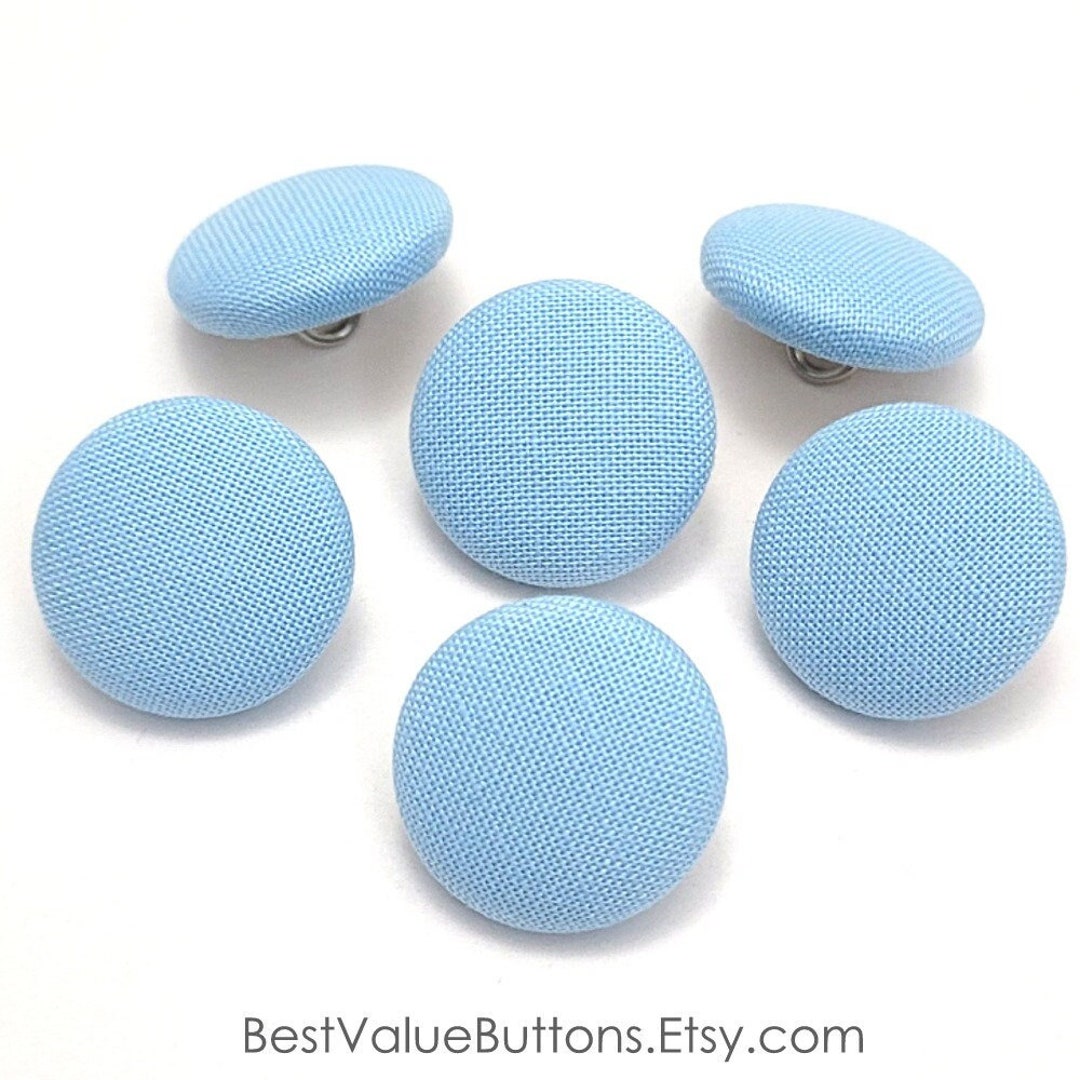 Cotton Buttons, Light Blue Cotton Fabric Buttons, Shank Back, Pin Back ...