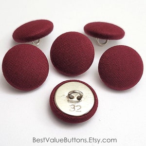Cotton Buttons, Burgundy Merlot Cotton Fabric Buttons, Shank Back ...