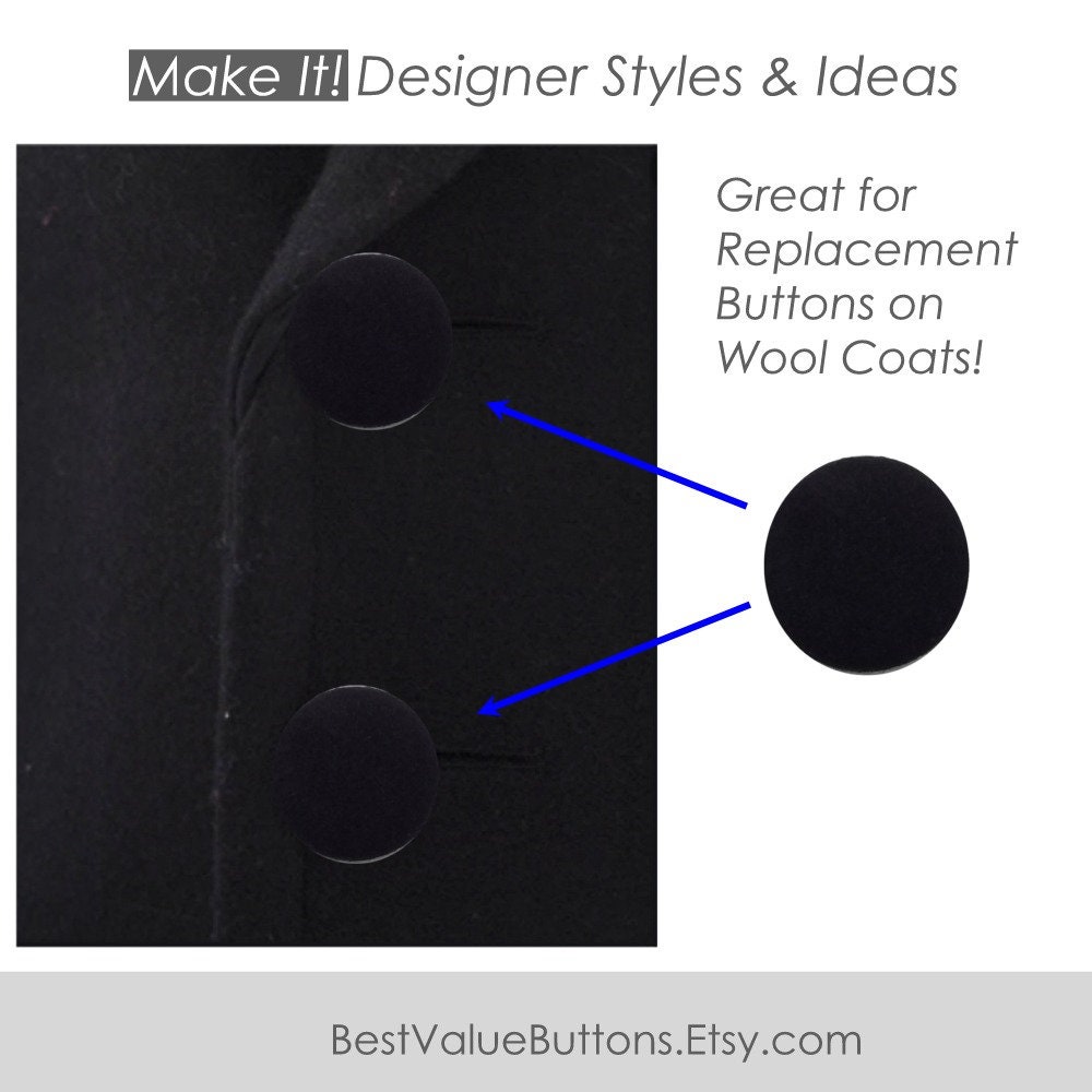 Wool Buttons Black Fabric Buttons Shank Buttons for Sewing | Etsy