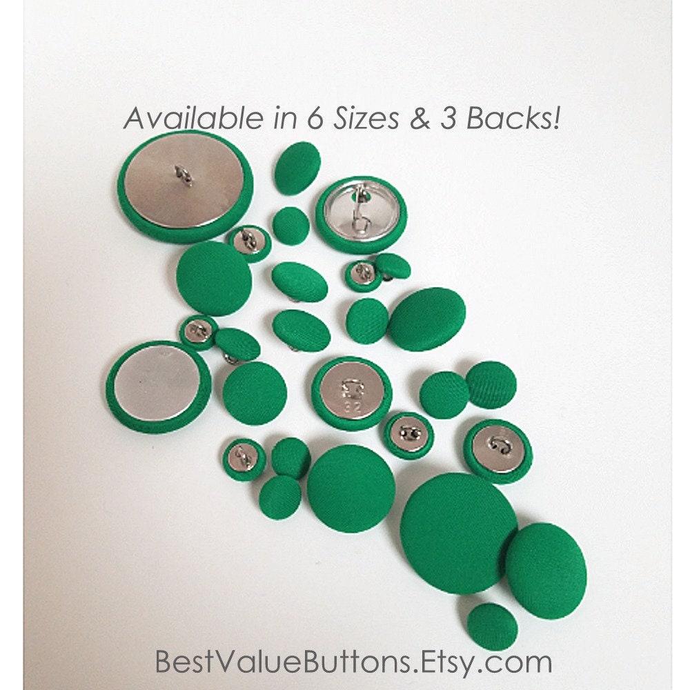 Fabric Buttons Kelly Green Buttons Shank to Sew Pinback to | Etsy