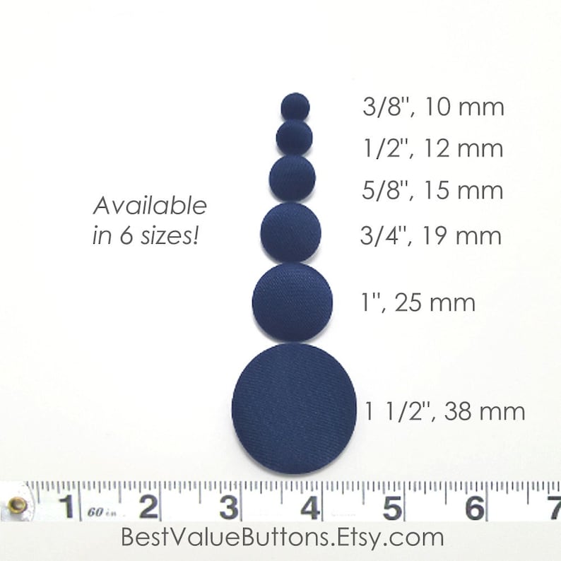 Fabric Buttons, Navy Blue Buttons, Shank to Sew, Pinback to Pin ...