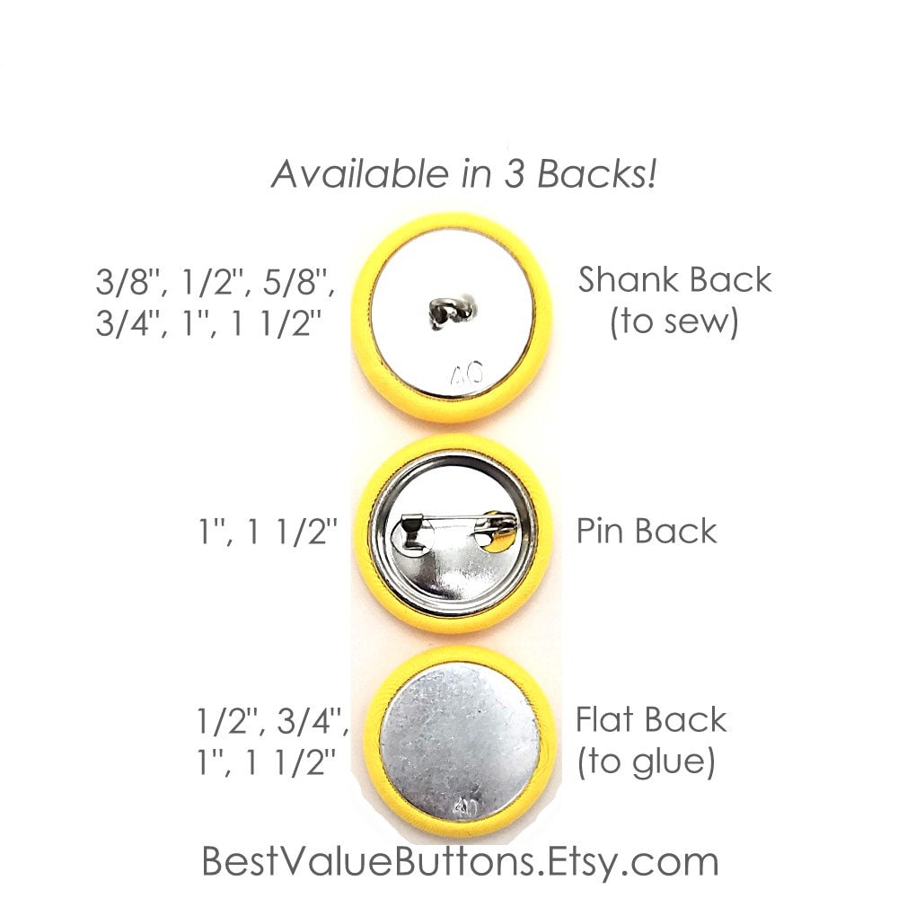 Fabric Buttons, Matte Yellow Buttons, Shank to Sew, Pinback to Pin ...