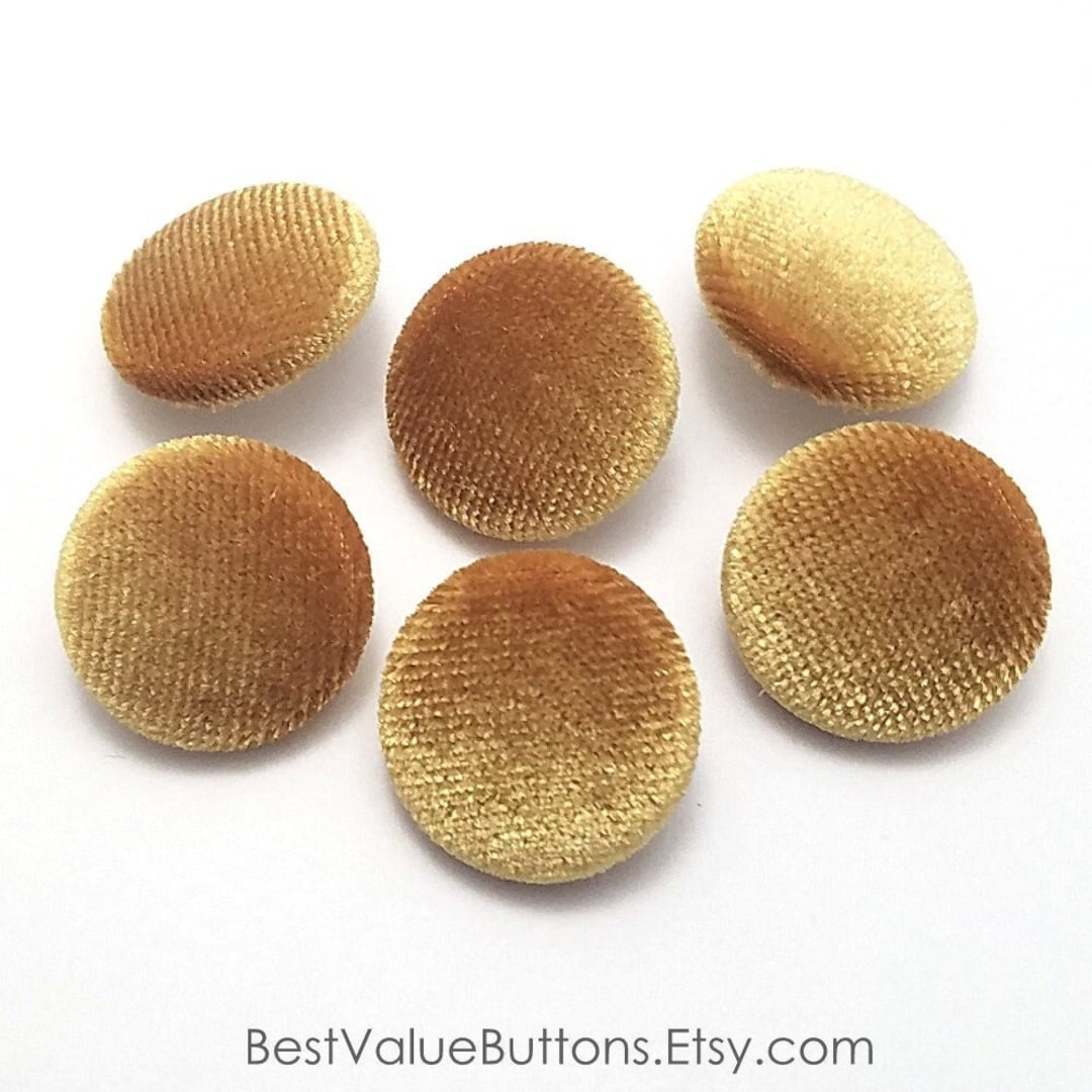Velvet Buttons, Gold Velvet Fabric Buttons, Shank, Pinback, Flatback ...