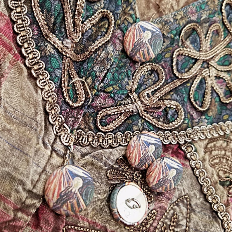 Fabric Buttons, the Scream Buttons, Edvard Munch, Shank to Sew, Pinback ...