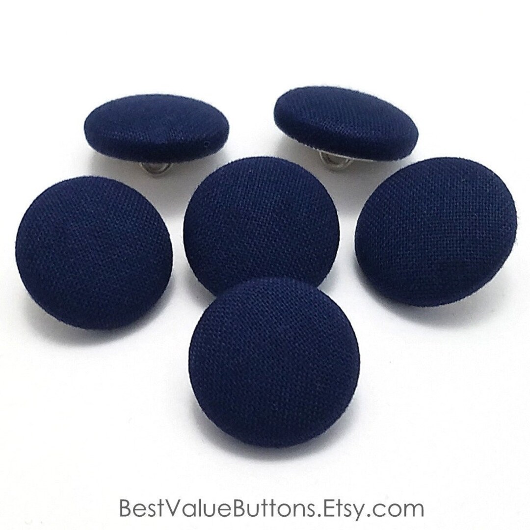 Cotton Buttons, Navy Blue Cotton Fabric Buttons, Shank Back, Pin Back ...