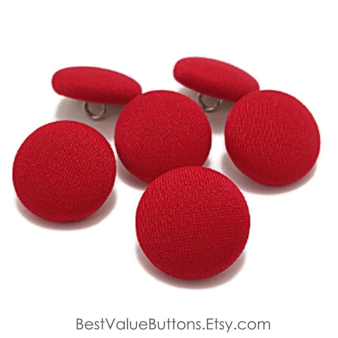 Fabric Buttons, Red Buttons, Shank to Sew, Pinback to Pin, Flatback to ...