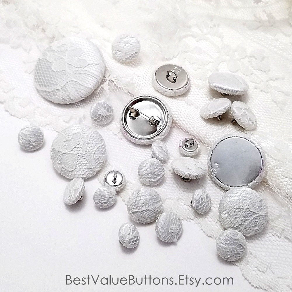 Satin Lace Buttons Ivory Satin Lace Buttons Bridal Buttons | Etsy