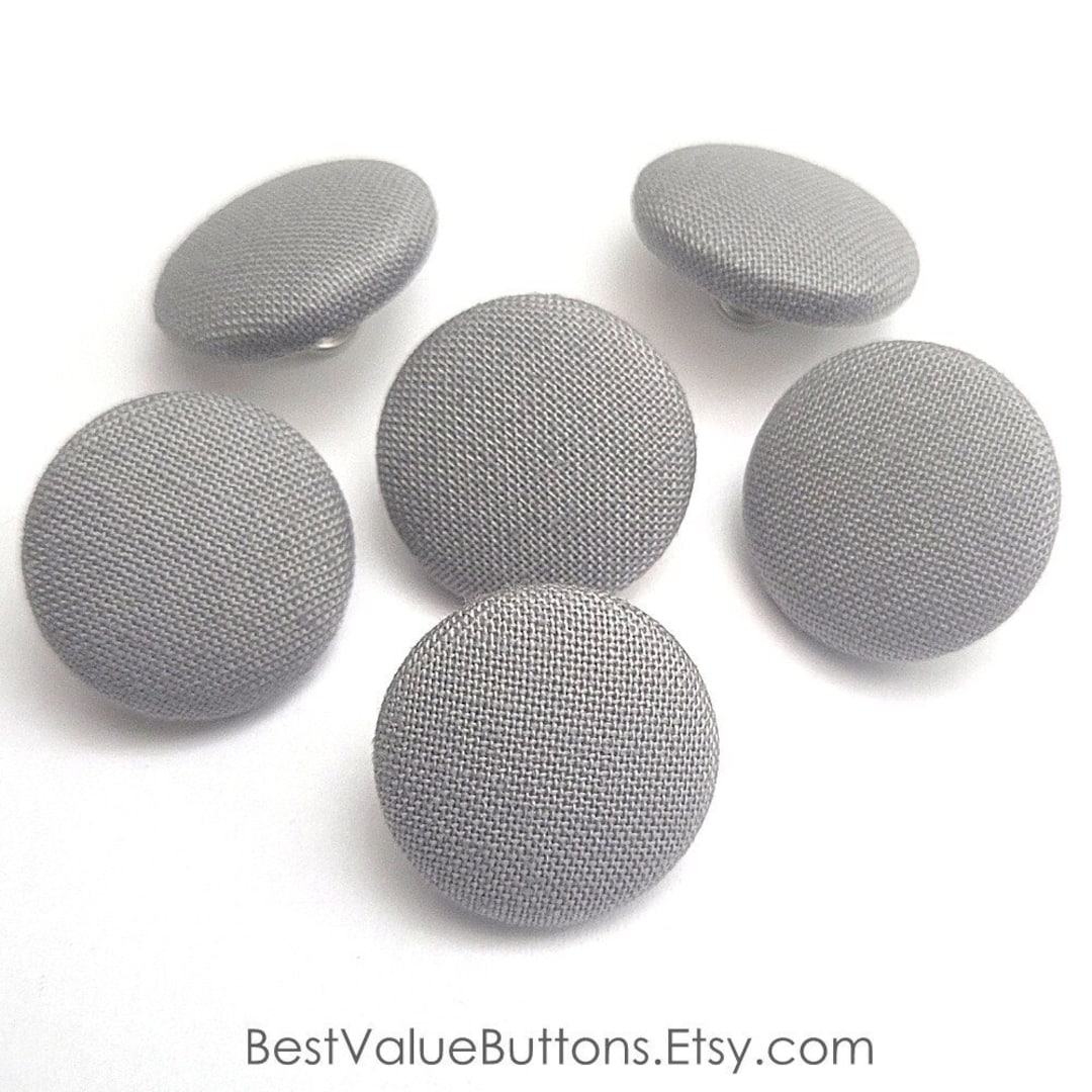 Cotton Buttons, Gray Cotton Fabric Buttons, Shank Back, Pin Back, Flat ...