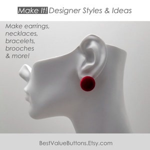 Velvet Buttons, Red Velvet Fabric Buttons, Shank, Pinback, Flatback ...