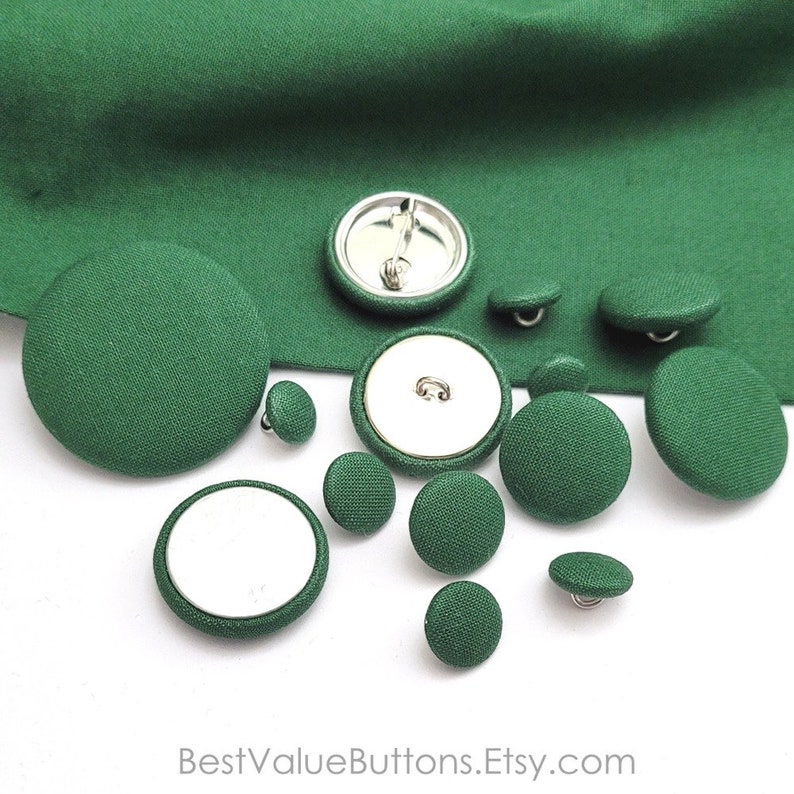 Cotton Buttons, Hunter Green Cotton Fabric Buttons, Shank Back, Pin ...