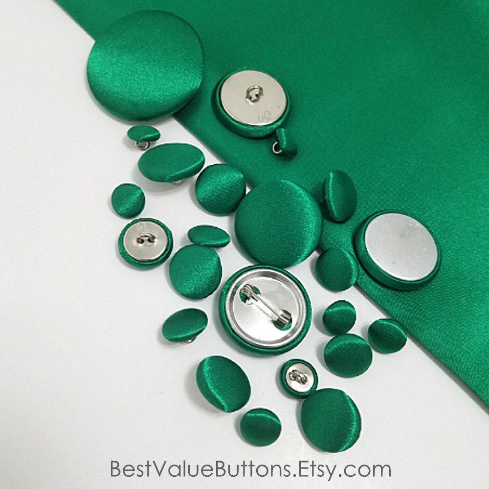 Satin Buttons Kelly Green Satin Buttons Bridal Buttons | Etsy