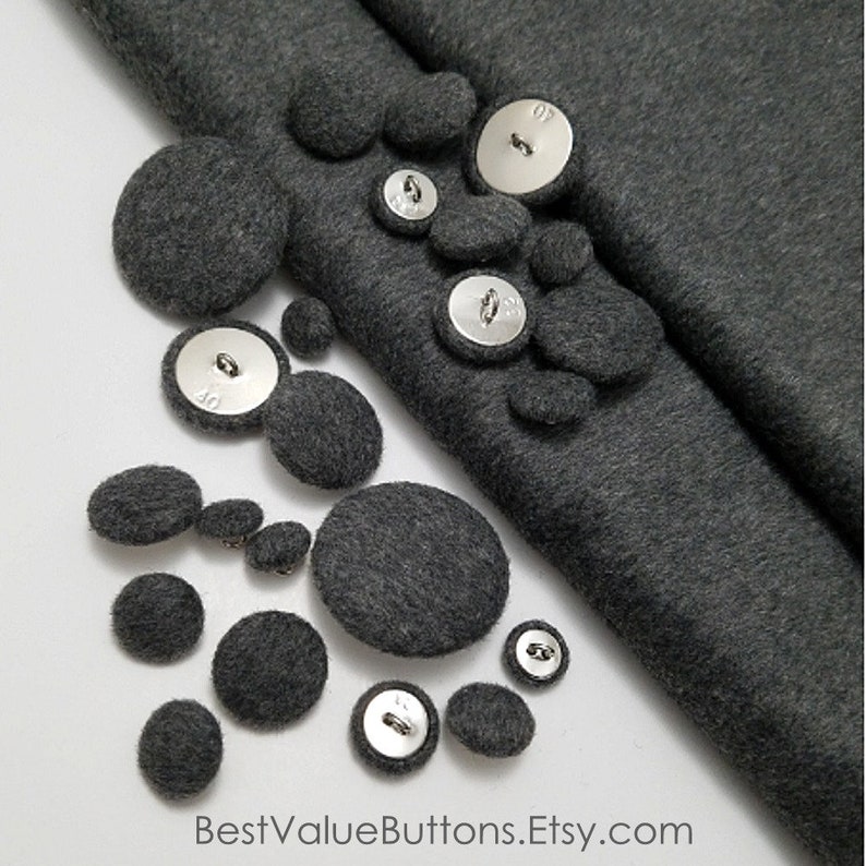 Wool Buttons Gray Fabric Buttons Shank Buttons for Sewing - Etsy