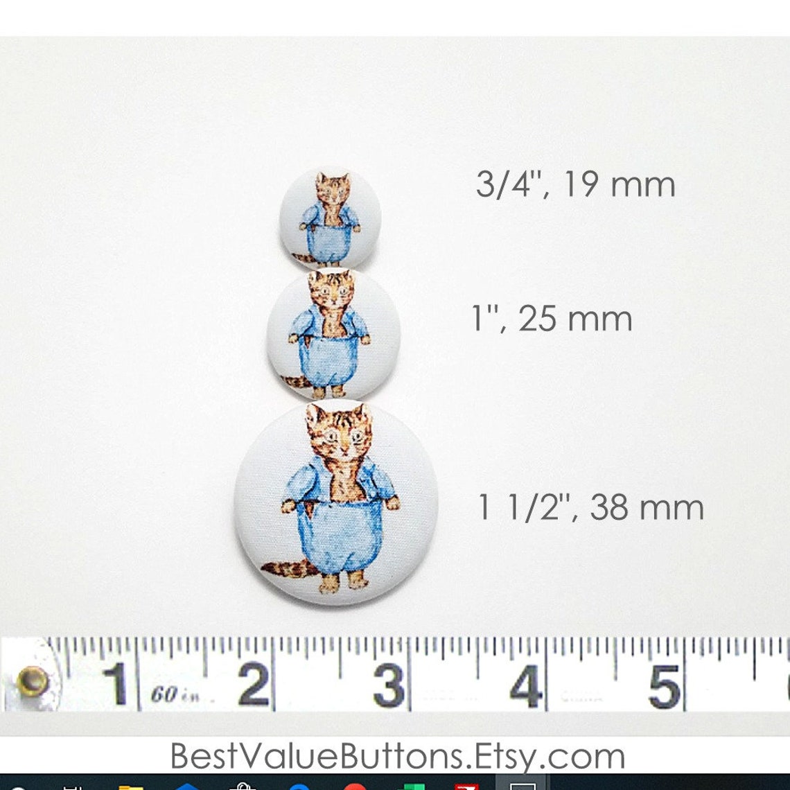Fabric Buttons Tom Kitten Buttons Beatrix Potter Peter | Etsy