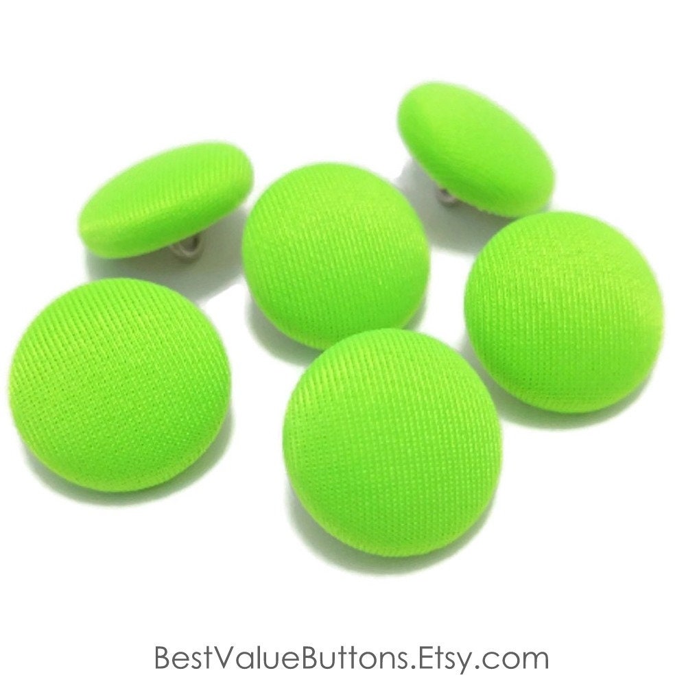 Fabric Buttons Neon Lime Green Buttons Shank to Sew Pinback | Etsy