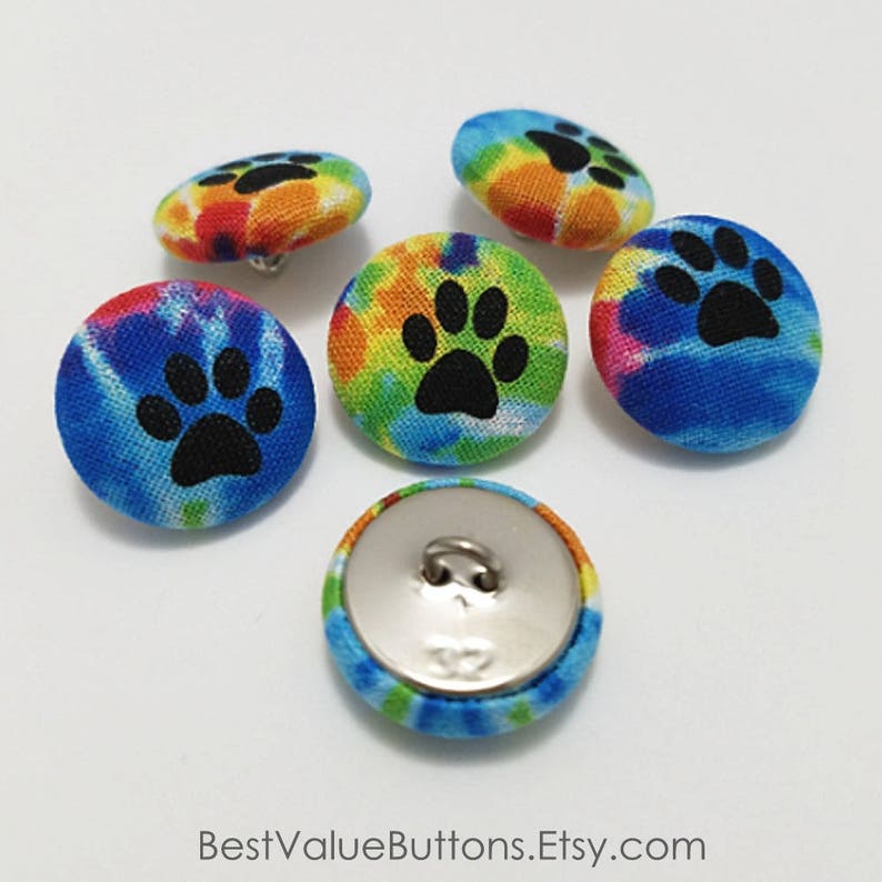 Fabric Buttons Tie Dye Animal Paw Dog Paw Cat Paw Buttons - Etsy