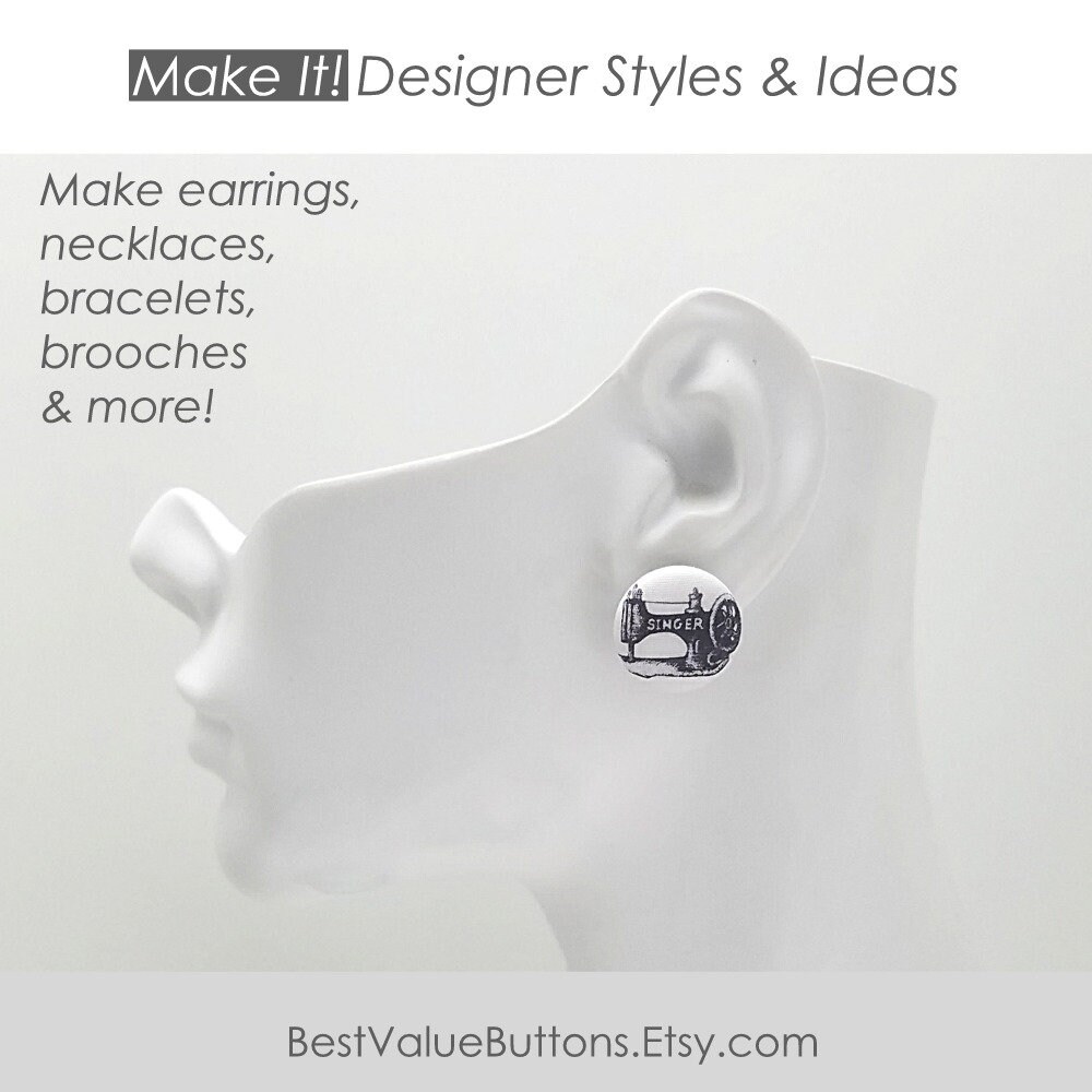 Fabric Buttons, Singer Sewing Machine Buttons, Shank Back to Sew, Pin ...