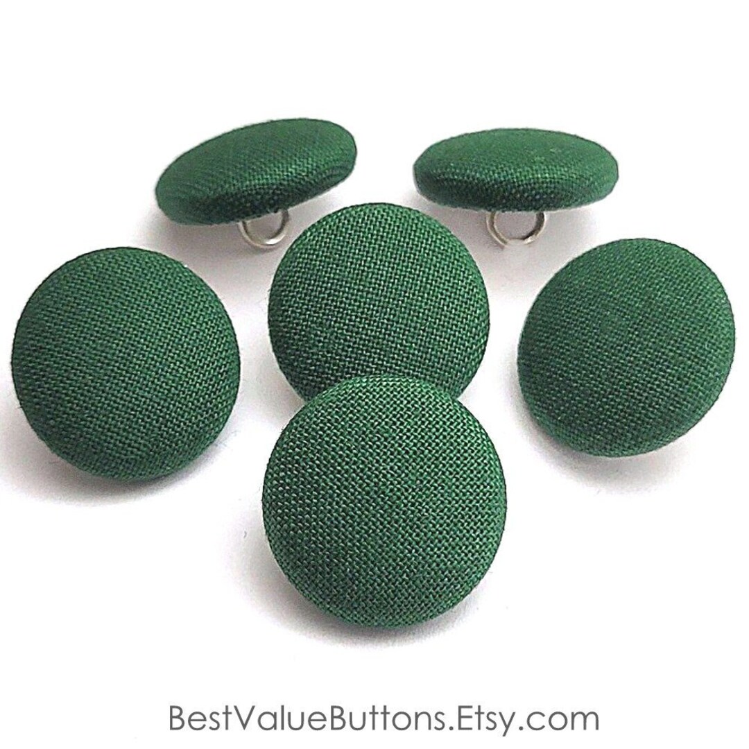 Cotton Buttons, Hunter Green Cotton Fabric Buttons, Shank Back, Pin ...