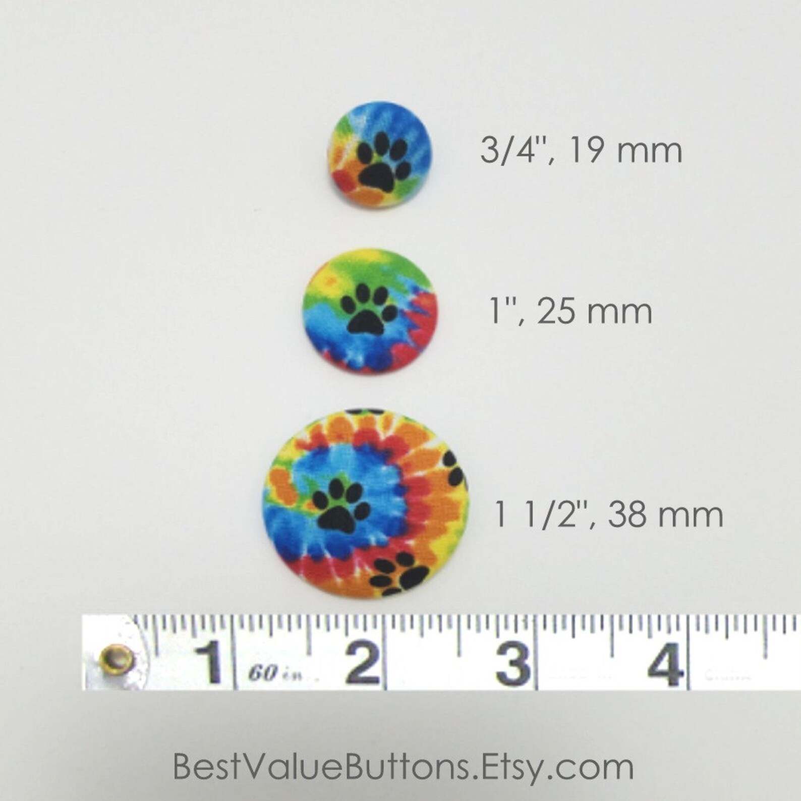 Fabric Buttons Tie Dye Animal Paw Dog Paw Cat Paw Buttons - Etsy