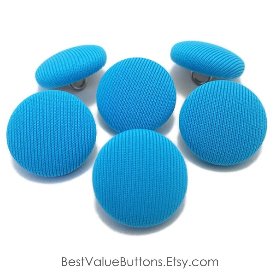 Fabric Buttons, Blue Turquoise Aqua Buttons, Shank to Sew, Pinback to ...
