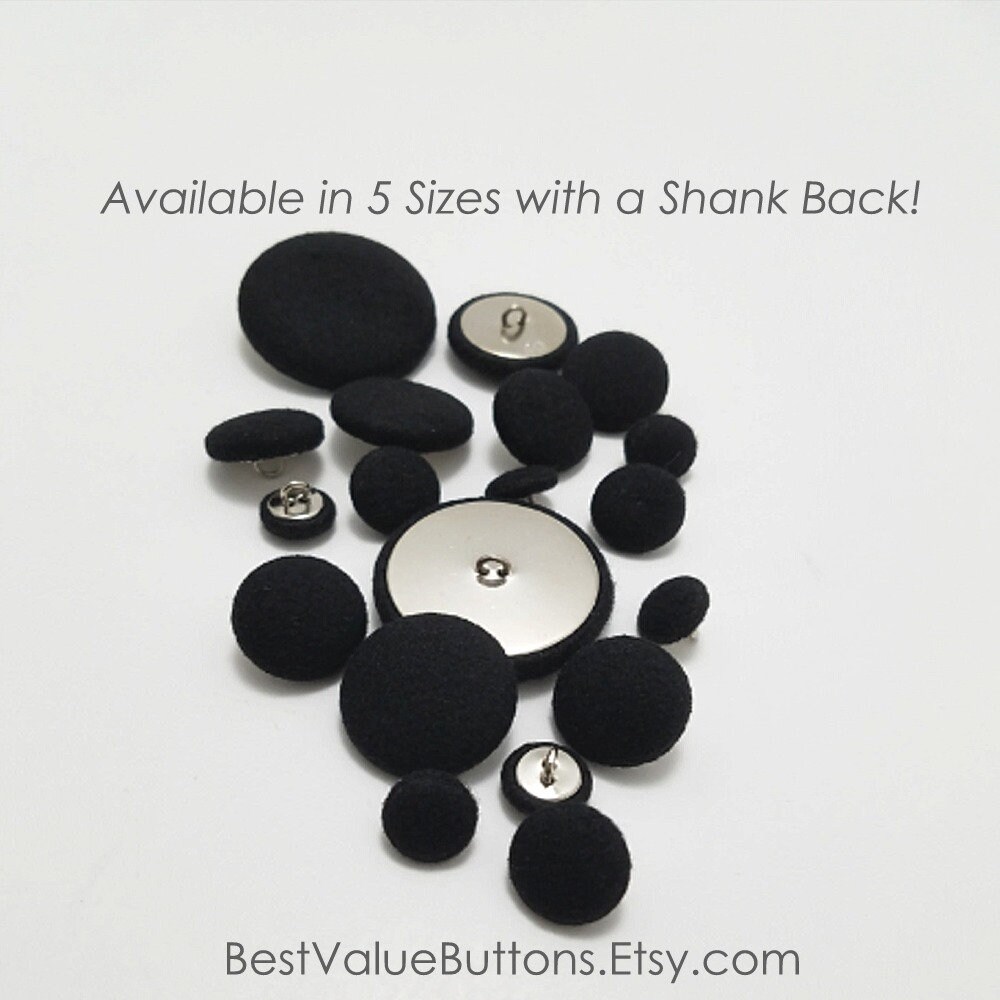Wool Buttons Black Fabric Buttons Shank Buttons for Sewing | Etsy