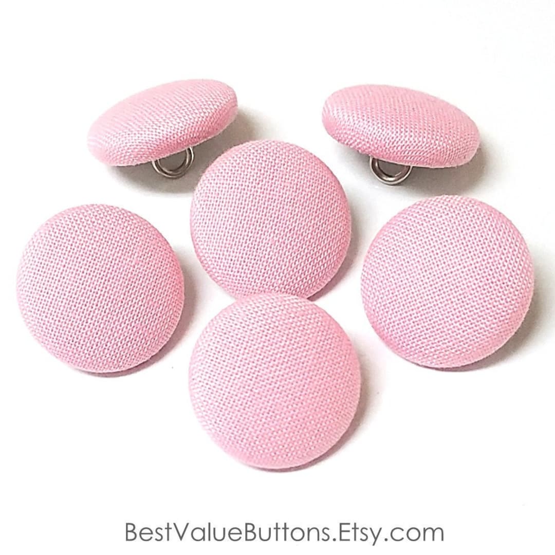 Cotton Buttons, Light Pink Cotton Fabric Buttons, Baby Pink, Shank Back ...