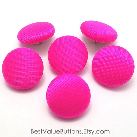 Fabric Buttons Shiny Hot Pink Buttons Shank Pinback | Etsy