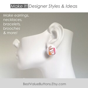 Fabric Buttons, Dunkin Donuts Inspired Buttons, Shank to Sew, Pinback ...