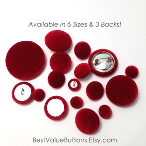 Velvet Buttons, Red Velvet Fabric Buttons, Shank, Pinback, Flatback ...